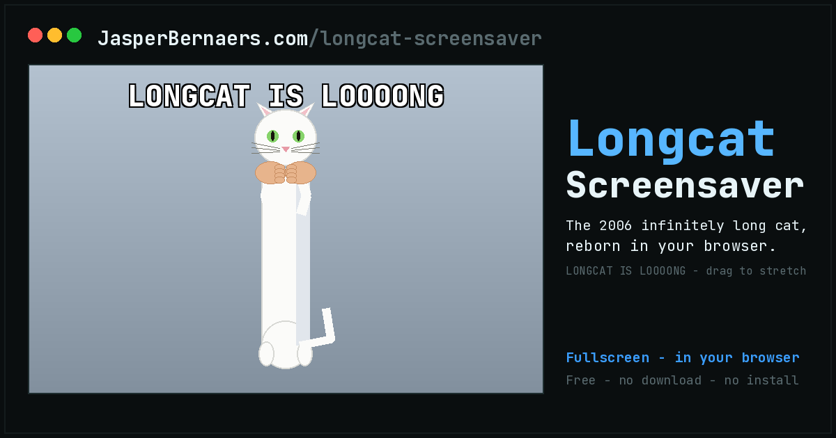 Longcat Screensaver — The 2006 Infinitely Long Cat Meme (Fullscreen, No ...